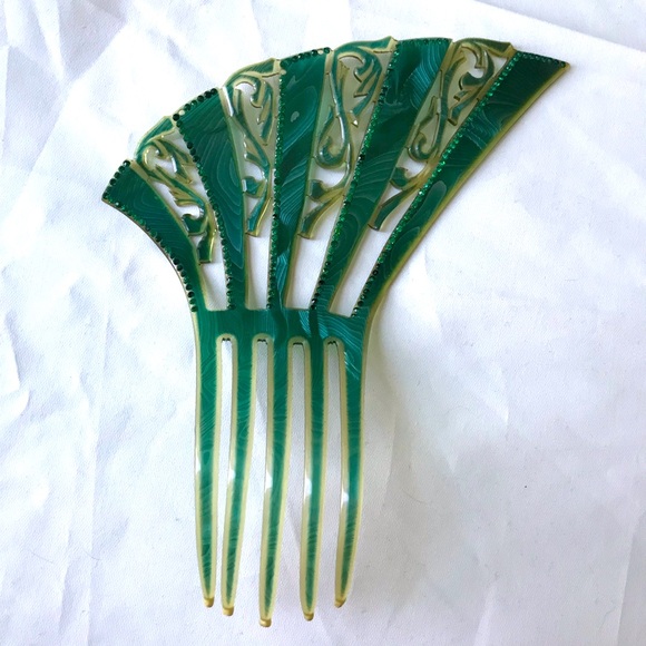 Accessories | Art Deco Green Celluloid Hair Comb | Poshmark